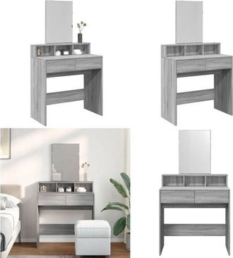 vidaXL Vidaxl - Schminktisch mit Spiegel Grau Sonoma 80x41x144,5 cm - Schminktisch - Kosmetikschrank - Schreibtisch - Badezimmermöbel - Grau - Home & Living