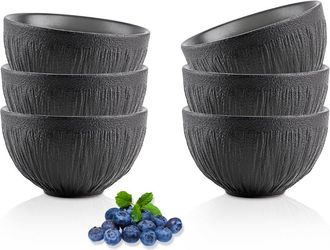 Wilmax England Wilmax - Schale aus Porzellan - 600ml - 6er Set - Salatschüssel - Schwarzer Schüssel für Snacks, Salat -Obstschale - Müsli-Schale - Elegant und Kratzf