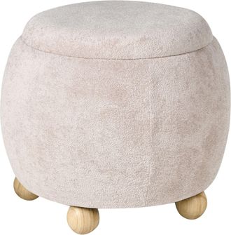 Beliani Pouf Boucl&eacute; Hellbeige mit Stauraum Schlafzimmer Wohnzimmer Flur Hocker Annabella
