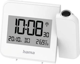 Hama Wecker mit Projektion (DCF Funkuhr mit Wand- oder Deckenprojektion, mit Thermometer, 2 Weckzeiten, Speed Alarm, Schlummerfunktion, Digitale Anzeige vo