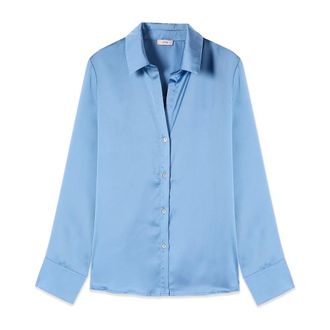 Oltre Satinhemd - - Blouses & Shirts - Damen - Blau - 3XL