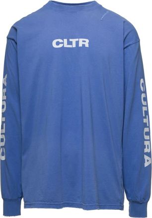 Cultura Cultura, Homme, Sweatshirts et sweats à capuche, Bleu, Taille: L SweaT-shirt ras du cou avec imprimé Cltr contrastant en jersey