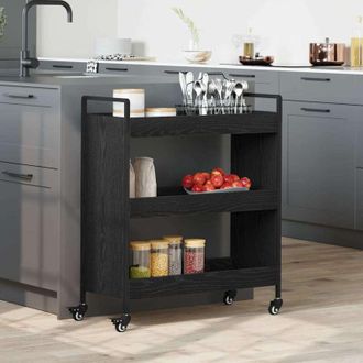 vidaXL Vidaxl - Chariot de cuisine Ch&ecirc;ne noir 70 x 30 x 82 cm Bois ding&eacute;nierie