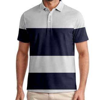 Generic Polo pour homme avec col &agrave; boucle, t-shirt d&eacute;contract&eacute; avec col &agrave; boucle, haut ray&eacute; respirant &agrave; manches courtes, gris, XXL