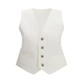 sacai Femme, Vestes, Blanc, Taille: 38 FR Gilet Boutonn&eacute;