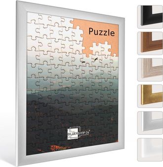 Bildershop-24 Puzzlerahmen Bilderrahmen Valencia 50X70cm Alu geschliffen für ca. 500-1000 Teile ANTIREFLEX*