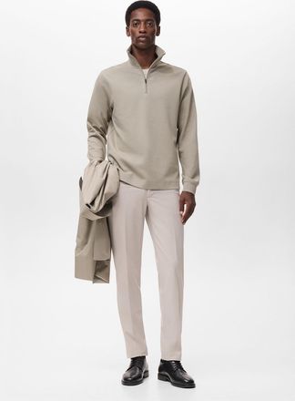 Mango Technische Sweatshirt mit Reißverschluss, Regular Fit hellgrau/pastellgrau - Herren - XL - MANGO MAN