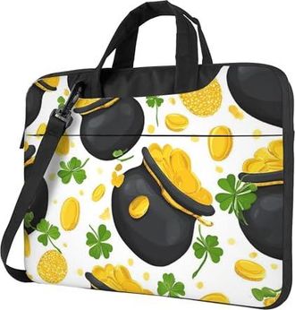 Generic Sacoche pour ordinateur portable de 15,6, motif tr&egrave;fle &agrave; quatre feuilles avec bandouli&egrave;re, housse de protection antichoc pour ordinateur portable de 1