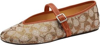 Coach Coach Femme Sculpted C Soft Mary Jane in Crystal Signature Jacquard Chaussure Baby, Ambre Bruni, 36 EU