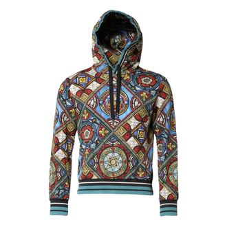 Dolce & Gabbana Sweat &agrave; capuche en jersey avec imprim&eacute; vitrail - Homme - Sweatshirts et sweats &agrave; capuche - Multicolore - Taille: XS