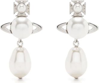 Vivienne Westwood Femme, Accessoires, Gris, Taille: ONE Size Perle Fausse Orb Boucles dOreilles Fermoir Papillon