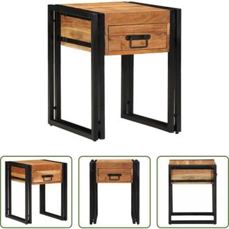 vidaXL Beistelltisch mit Schublade - Beistelltisch mit Schubladen 40 x 40 x 50 cm Massivholz Akazie