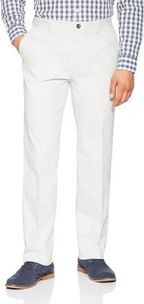 Amazon Essentials Pantalon Chino Infroissable Sans Pinces Coupe Classique (Grandes Tailles Disponibles) Homme, Gris Clair, 34W / 29L