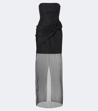 Carolina Herrera Robe longue bustier en soie et organza
