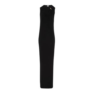Jean Paul Gaultier Schwarzes Kleid mit Asymmetrischem Ausschnitt und Metall-Piercing-Detail - - Dresses - Damen - Schwarzk - XS