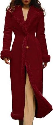 Generic Manteau Très Long Doudoune Femme Longue Chaude Women S Thick And Extended Warm And Frost Cotton Veste En Fourrure Femme Parka Chaude Wine Xxxl