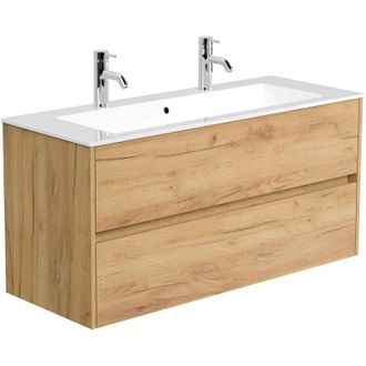 Magnolia Home Doppelbadm&ouml;bel Taifun mit Waschtisch 120 cm 2 Greifraum SoftClose Ausz&uuml;ge eiche