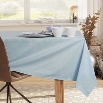 Decoking Tischdecke oval 140x180 cm Baumwolle Glatt Silber Blau Pure