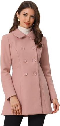 Allegra K Trench à double boutonnage à col Claudine pour femmes Costume dHalloween Rose poussiéreux M