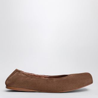 Alaia Bimaterial-Ballerina mit eckiger Spitze in Braun
