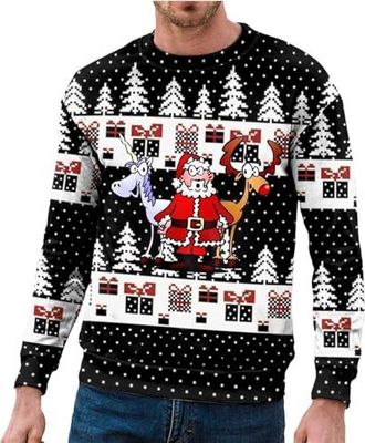 Generic NaLatia Pull de No&euml;l pour Femmes et Hommes Chandail de No&euml;l &agrave; Manches Longues Sweater dhiver en Tricot Sweatshirt Renne Bonhomme de Neige Pullover Pul