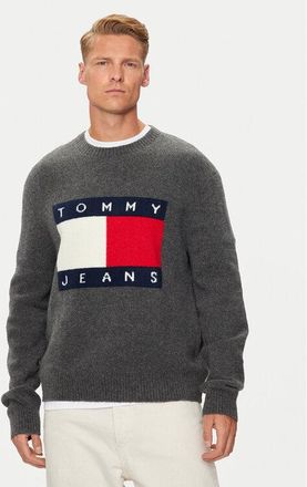Tommy Jeans Pullover Flag DM0DM19442 Grau Regular Fit