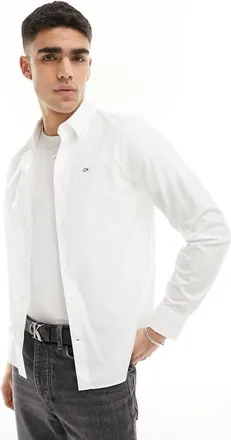 Calvin Klein Chemise ajustée en popeline stretch - Blanc