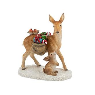 Villeroy & Boch Winter Collage Accessoires Chevreuil avec Cadeaux, Mignonne Petite Statuette en polyr&eacute;sine, Multicolore, 12,5 x 7 x 13,6 cm