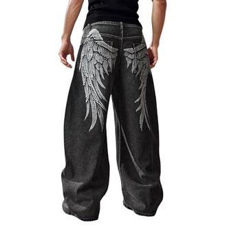 Generic Jean Homme Jeans Homme Week-End/Voyage Pantalon en Jean Automne Hiver Ample R&eacute;tro Coupe Droite - D&eacute;contract&eacute;, Confortable, Esprit Vintage Intemporel