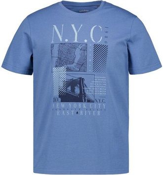 Ragman Herren T-Shirt blau Baumwolle