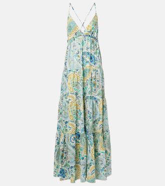 Etro Robe longue en coton &agrave; motif cachemire