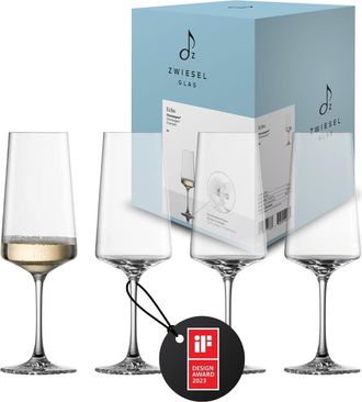 Zwiesel Glas Champagnerglas Echo (4-er Set), moderne Champagnerfl&ouml;ten mit Moussierpunkt, sp&uuml;lmaschinenfeste Tritan-Kristallgl&auml;ser, Made in Germany (Art.-Nr. 123382