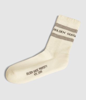 Golden Goose Chaussettes White Desert Sage Noir