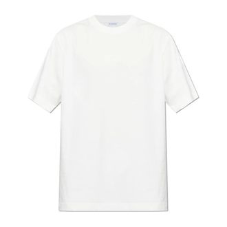 Burberry Check Cursive Logo Baumwoll-T-Shirt - - Tops - Herren - Wei&szlig; - L