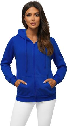 OZONEE Damen Kapuzenpullover Sweatjacke Sweatshirt Farbvarianten Kapuzenjacke Kapuzenpulli Langarm Kapuze Hoodie Sport Style Casual Fitness Basic Training 77