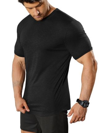 Coofandy T-Shirt Herren Sommer Funktionsshirt Kurzarm T Shirts f&uuml;r Herren Gym Sportshirt Rundhals Training Muscleshirt M&auml;nner Schwarz XXL