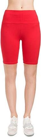 FUTURO FASHION Legging en Coton Majoritaire pour Femme Taille Haute Pantalon de Cyclisme Uni, Rouge, 44