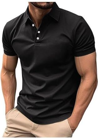 Generic Polo &agrave; manches courtes pour homme - D&eacute;contract&eacute; - Solide - Pour les vacances, Noir, 3XL