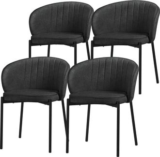 ML Design ML-Design Esszimmerst&uuml;hle 4er Set Anthrazit, K&uuml;chenst&uuml;hle mit Stoffbezug & Metallbeinen, Wohnzimmerstuhl mit R&uuml;ckenlehne, Polsterst&uuml;hle f&uuml;r Esszimmer 