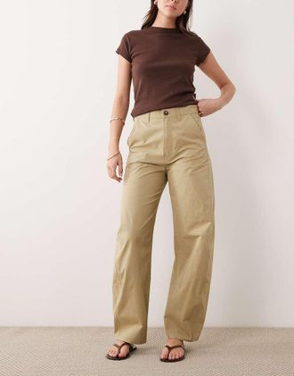 Arket Pantalon bouffant en coton l&eacute;ger - Beige-Noir