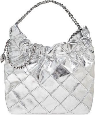 Tory Burch Femme, Sacs, Gris, Taille: ONE Size Mini Sac Hobo Fleming Métallisé