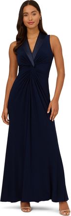 Adrianna Papell Damen Jersey-smokingkleid Kleid für besondere Anlässe, Mitternacht/Ausflug, einfarbig (Midnight//Getaway Solids), 42