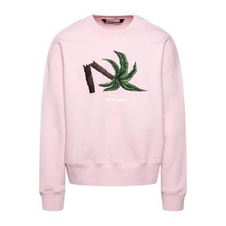 Palm Angels Homme, Sweatshirts et sweats &agrave; capuche, Rose, Taille: L SweaT-shirt Logo Brod&eacute;