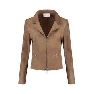 Hart by Helena Hart Femme, Vestes, Beige, Taille: 40 FR Veste Biker à Fermeture Éclair Chameau