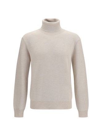 Brioni Wool and Cashmere Turtleneck Sweater - Beige