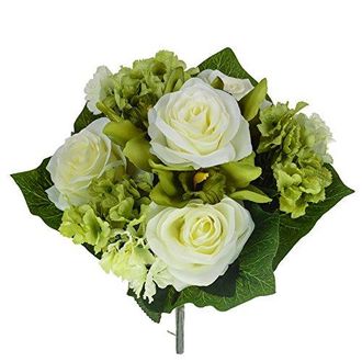 Dino Bianchi Weißen Dino bq044 03 Bouquet Rosen und Orchideen, Acryl, Weiß, 31 x 31 x 33 cm