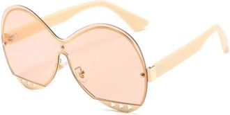 Generic Lunettes de soleil surdimensionnées de luxe sans monture pour femmes hommes mode rétro lunettes de soleil voyage rue photographie nuances UV400, Thé b
