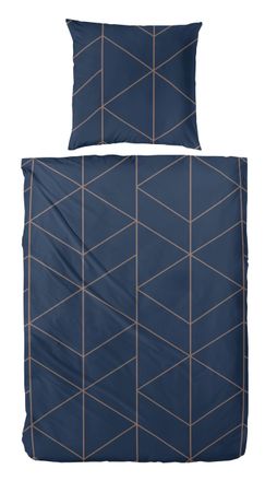 Primera Mako-Satin Bettw&auml;sche 135x200 Dreicke Rauten dunkelblau 243233-33