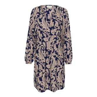 Cream Blaues Paisley-Kleid mit V-Ausschnitt - - Dresses - Damen - Braun - XL