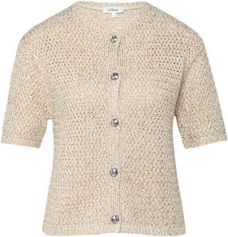 s.Oliver Cardigan Strickjacke Kurzarm-Rundhalscardigan mit Pailletten